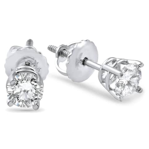 Bliss Diamond 3/4 Ct Halo Diamond Studs White Gold - Overstock - 29566256