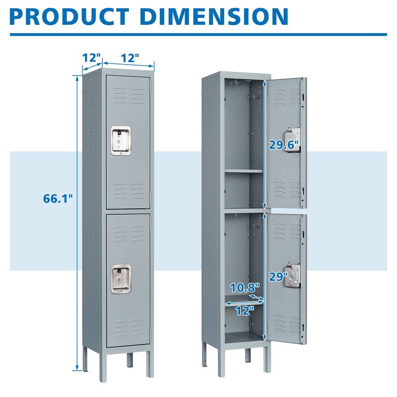 Metal Locker 2 Doors - Overstock - 36519697