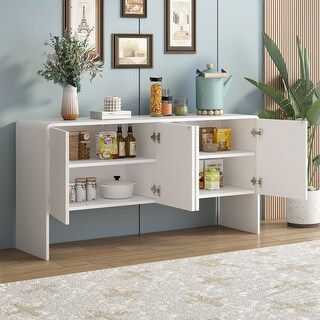 White Minimalist Style Console Table Storage Cabinet Sideboard with ...