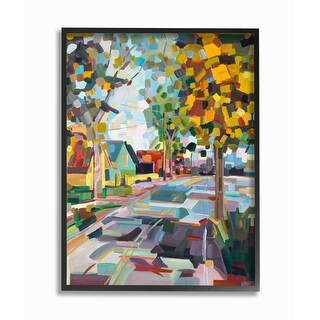 Stupell Geometric New England Fall Scene Framed Giclee Texture Art ...