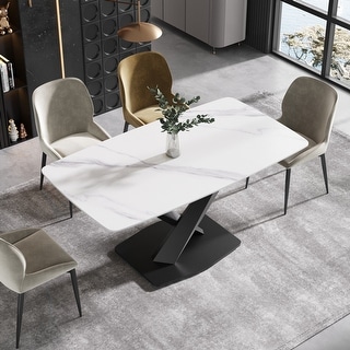 63 inch Modern White Rectangular Dining Table - Bed Bath & Beyond - 39201441