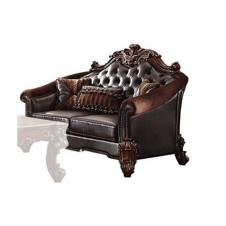Transitional Upholstery and Poly Resin Sofa with Five Pillows, Brown ...