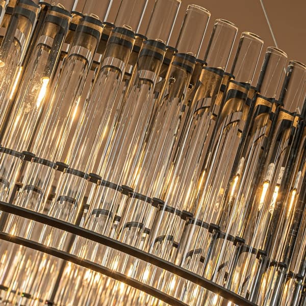 6-Light Modern Luxury Matte Black Tier Round Chandelier W24 in. With ...