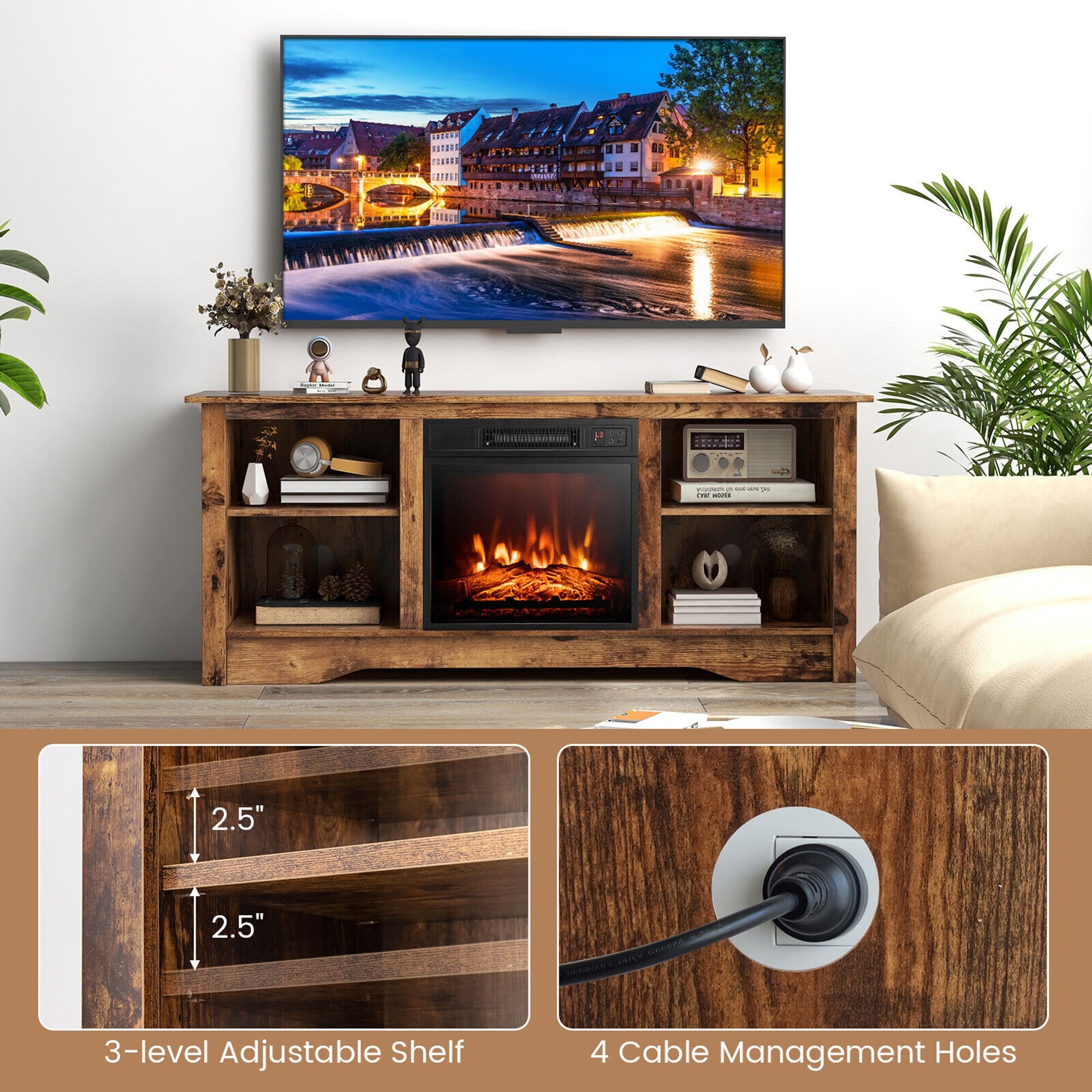 Home Depot Fireplace Tv Stands COSTWAY Electric Fireplace TV Stand For ...