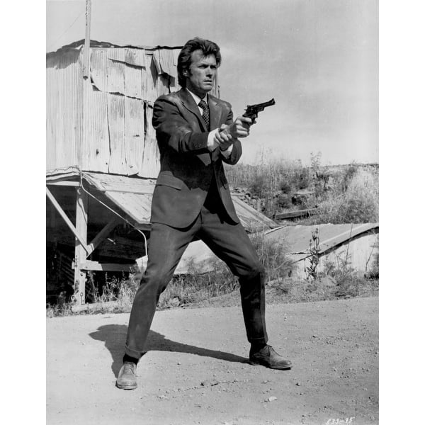 Clint Eastwood standing in Black Suit with Pistol Photo Print - Bed ...