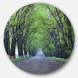 Designart 'Arched Trees Over Country Road' Landscape Photo Round Metal ...
