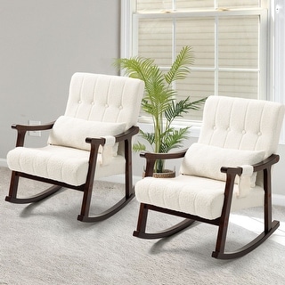 AVAWING 2PCS Upholstered Rocking Chair with Massage Lumbar Support ...
