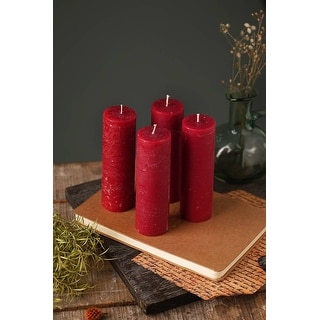 Expobazaar Handcrafted Red Rustic Pillar Candle Set of 2 - Bed Bath ...