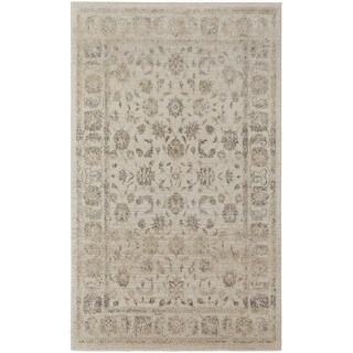 8' X 10' Blue And Ivory Floral Power Loom Distressed Area Rug - 3'6 ...
