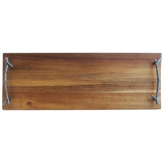 American Atelier Rectangular Wooden Party Serving Platter with Metal ...
