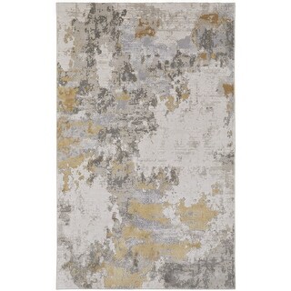 12' X 15' Ivory Gold And Gray Abstract Stain Resistant Area Rug - 3'6 ...