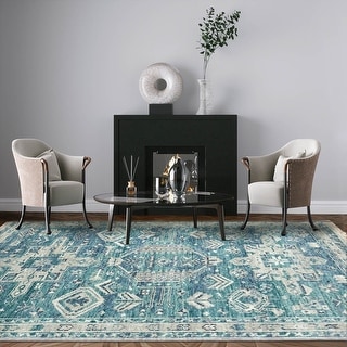 Hand Knotted Turkish Oushak Turquoise Arts & Crafts Wool Area Rug - Bed ...