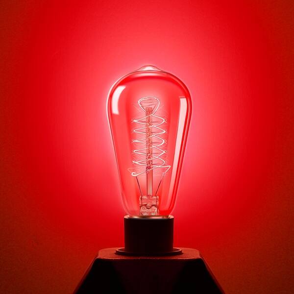 YANSUN 40-Watt Equivalent ST58 Red Dimmable E26 Rustic Vintage Edison ...