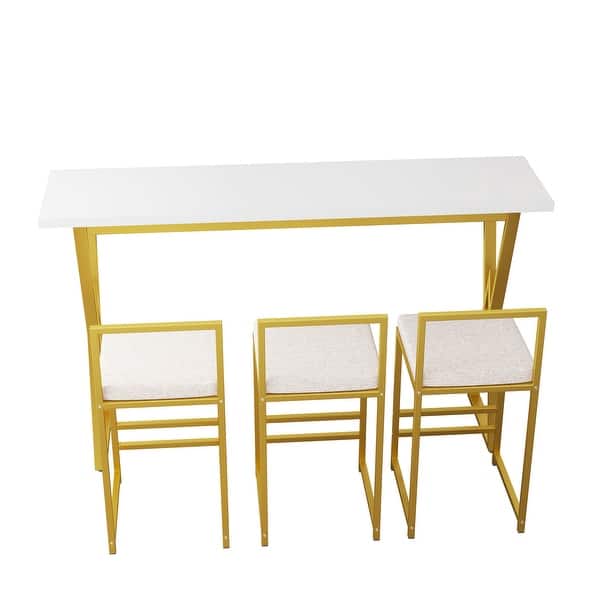 4-Piece Counter Height Extra Long Console Bar Dining Table Set with 3 ...