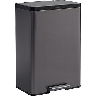Stainless Steel Metal Dual Stream Step-On Trash, 10.5-Gallon, Charcoal ...