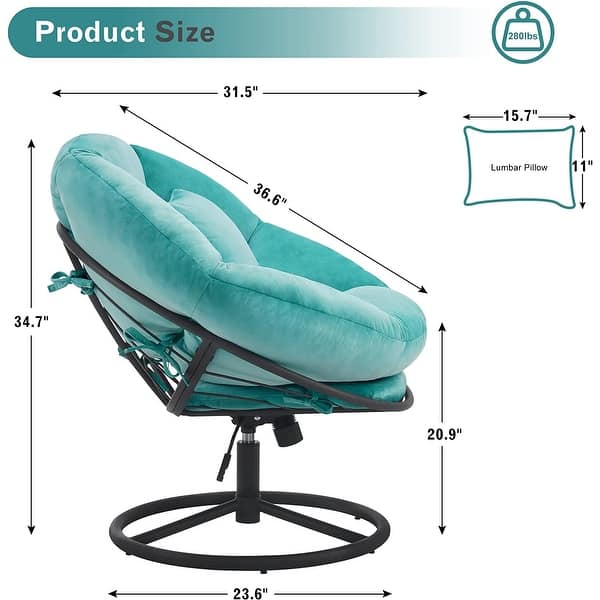 MCombo Gas Lift Swivel Papasan Chair with Height Adjustment, Velvet ...