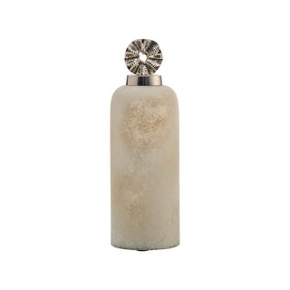 Glass, 14" Vase With Pinwheel Top, Ivory/Beige, Cylinder, 14"H, Solid ...