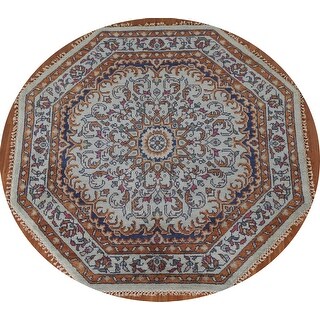 Heriz Serapi Indian Octagon Area Rug Handmade Wool Carpet - 5'11"x 6'1 ...