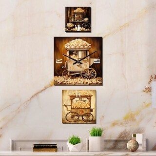 Designart "Vintage Popcorn Machine Vibes " Popcorn Clock For Office ...