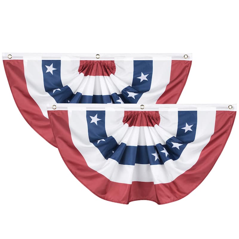 1.5X3ft American Pleated Fan Flag 2pcs - Overstock - 36407517