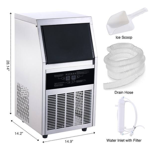 Commercial Ice Maker 150lb Stainless Steel Bar Restaurant Built-in Cube ...