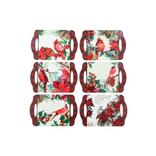X'Mas 11" Rect. Ceramic Trivet (Cardinal Plaid) (Asstd) - Set of 6 ...