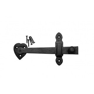 Black Wrought Iron Door Latch 6" Latch Lock with Heart Shape Backplate ...