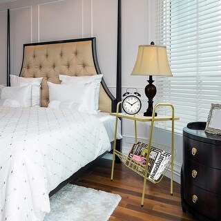 Side Table with Magazine Holder and Storage - End Table for Living Room ...