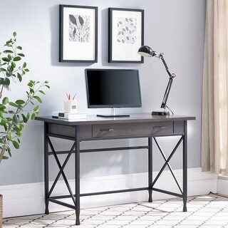 Leick Home Chisel and Forge Writing/Computer Desk in Smoke Gray - as ...