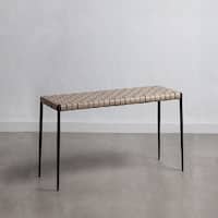 Black or Brown Leather Handmade Woven Seat Bench - 47 x 18 x 17 - Bed ...