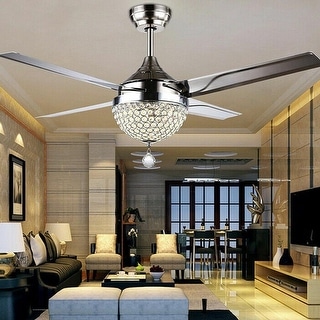Crystal LED Chandelier Invisible Ceiling Light Lamp w/ Remote Control ...