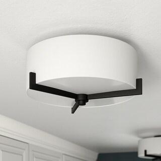 Hamlin 17.63" Wide 2-Light Semi Flush Mount with Fabric Shade - Bed ...