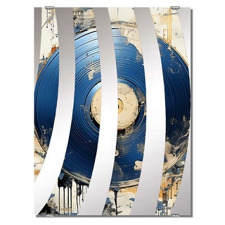 Designart "White And Blue Vinyl Record Melody" Vinyl Records Mirror ...
