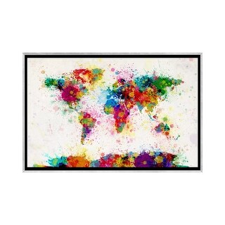 iCanvas "World Map Paint Drops III" by Michael Tompsett Framed - Bed ...