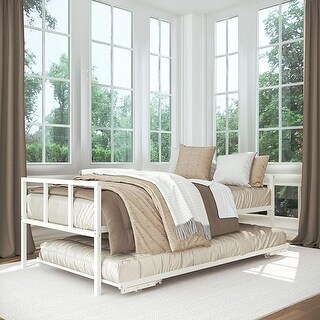 Milliard Twin Daybed and Fold Up Trundle Set Daybed with Pop Up Trundle Mattresses Sold Separately White On Sale Bed Bath Beyond 40463006