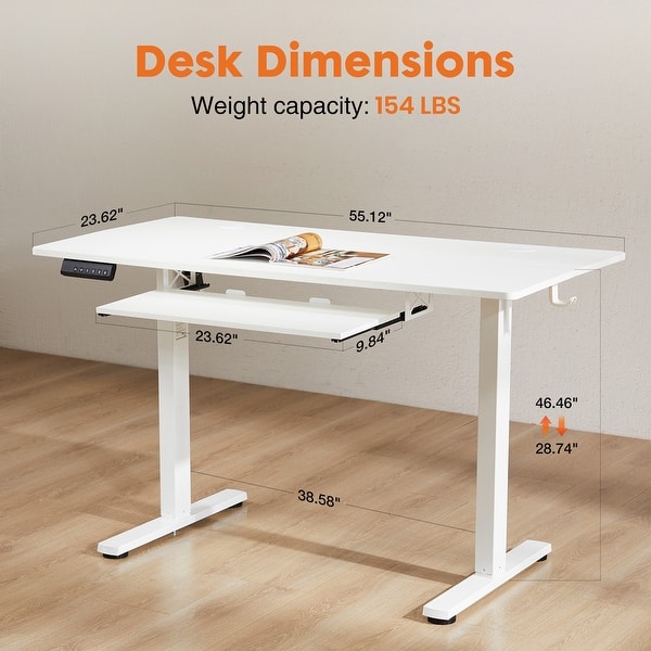 Large Ergonomic Computer Desk with Electric Standing Capability and ...