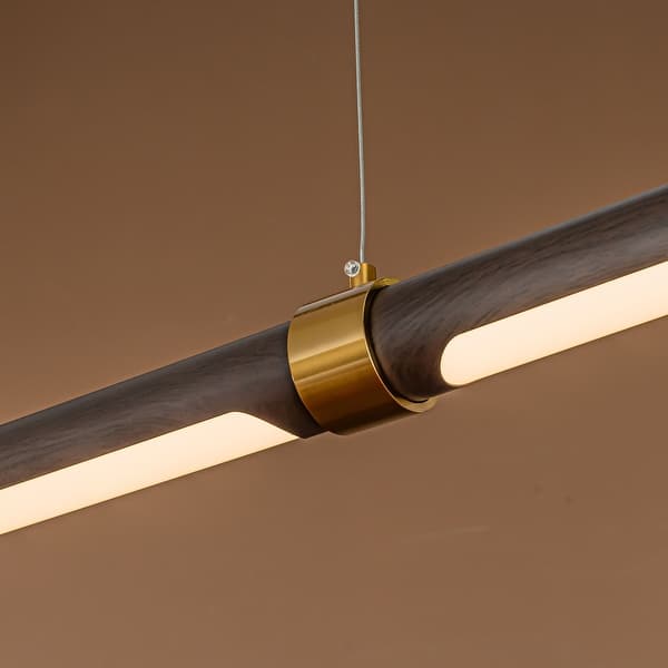CraftHome Modern Desk Pendant Light LED 12W Linear Iron Walnut LED ...