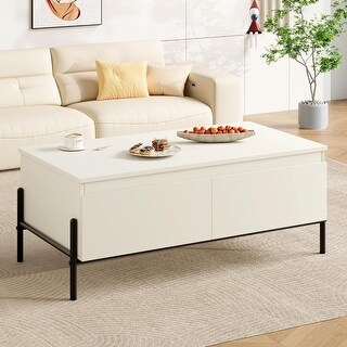 Coffee Table White Center Table Modern Living Room Table - Bed Bath ...