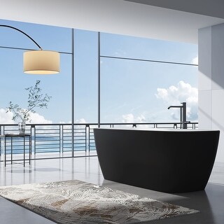 Mokleba 59 in. Acrylic Freestanding Bathtub in Black Soaking Tubs - Bed ...