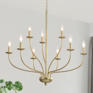 9-Light Candlestick Hanging Linear Chandelier Lighting 2-Tier Ceiling ...