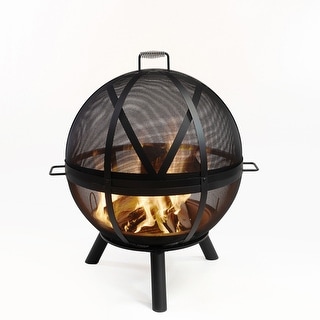 Deko Living 34 Inch Outdoor Steel Wood Burning Sphere Fire Pit - Bed ...