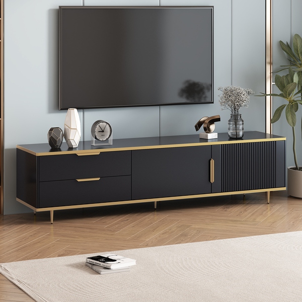 Black TV Console Table Media Storage Cabinet TV Stand for up to 75 TV 68.90 x 15.70 x 17.70 On Sale Bed Bath Beyond 39680383