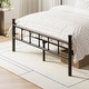 46 Inch Metal Platform Bed Frame with Victorian Vintage Headboard and ...