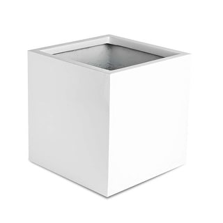 Elegant Modern Glossy White Square Indoor Outdoor Planter Pot Cube ...