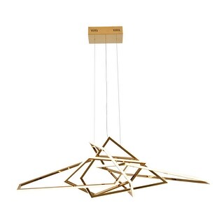 1-Light L66" Gold Stainless Steel LED Chandelier with White Acrylic ...