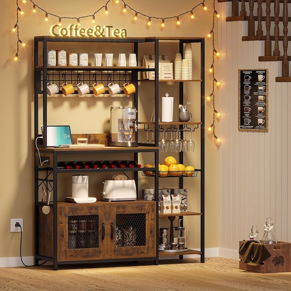 5 Tier Kitchen Shelf Bakers Rack Power Outlet Kitchen Coffee Bar On Sale Bed Bath Beyond 40165568