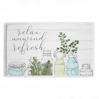 Stupell Relax Unwind Refresh Botanicals Printed Plush Bath Mat and Bath ...