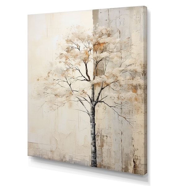 Designart "Beige Trees Oak Solitude" Tree Oak Wall Art - Bed Bath ...