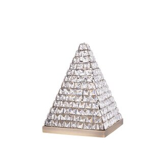 14"H Crystal Pyramid Table Lamp - Antique Brass - Bed Bath & Beyond ...