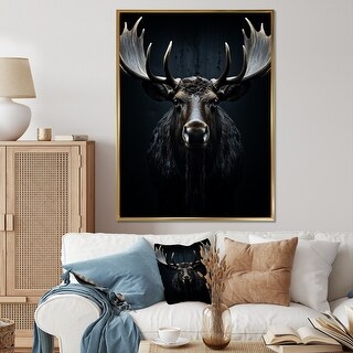 Designart "Black White Moose Vibrant Contrast II" Moose Framed Canvas ...